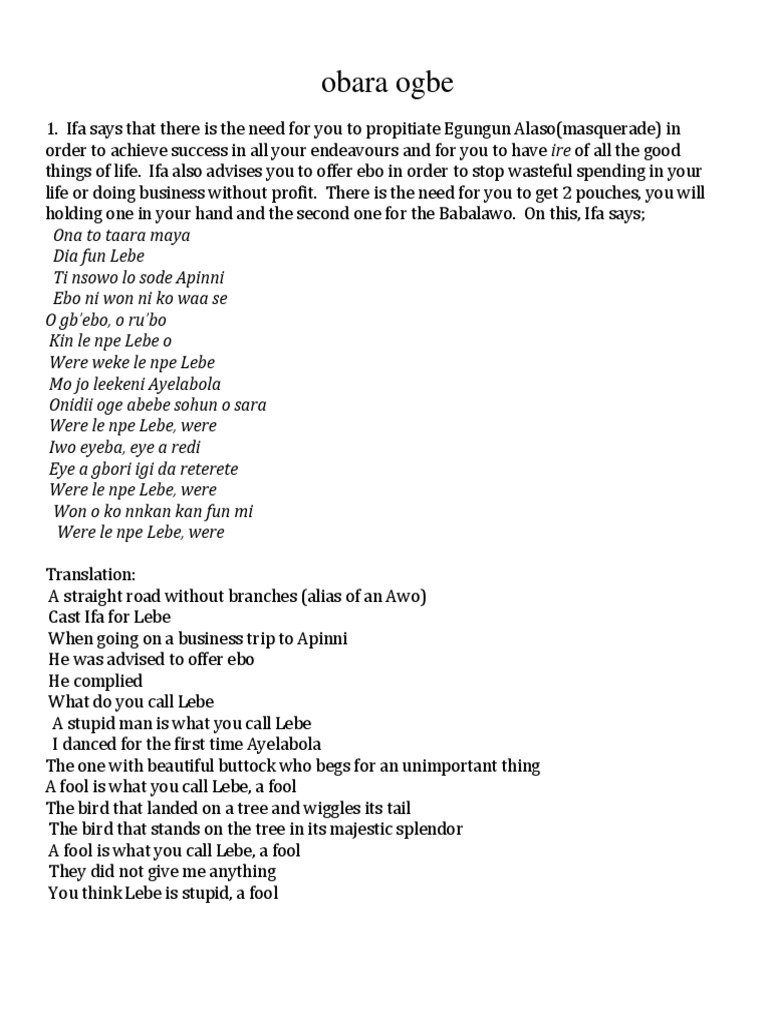 1.obara Ogbe | PDF | Santería | Ethnic Religion