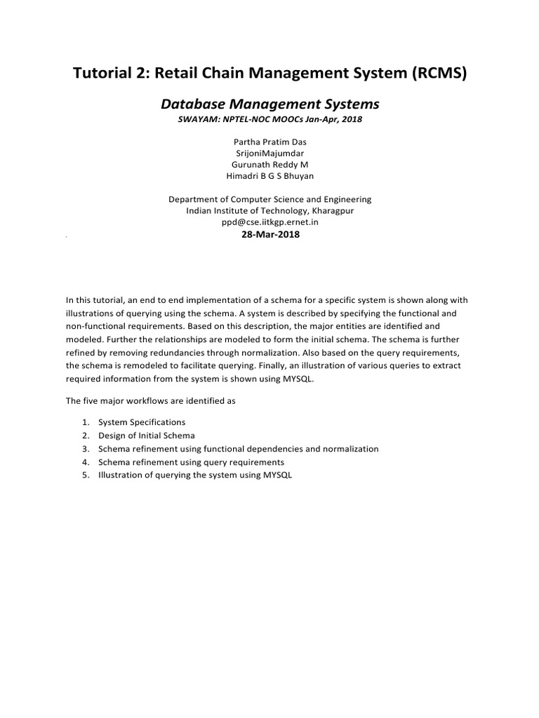 Tutorial 2: Retail Chain Management System (RCMS) | PDF | Warehouse ...