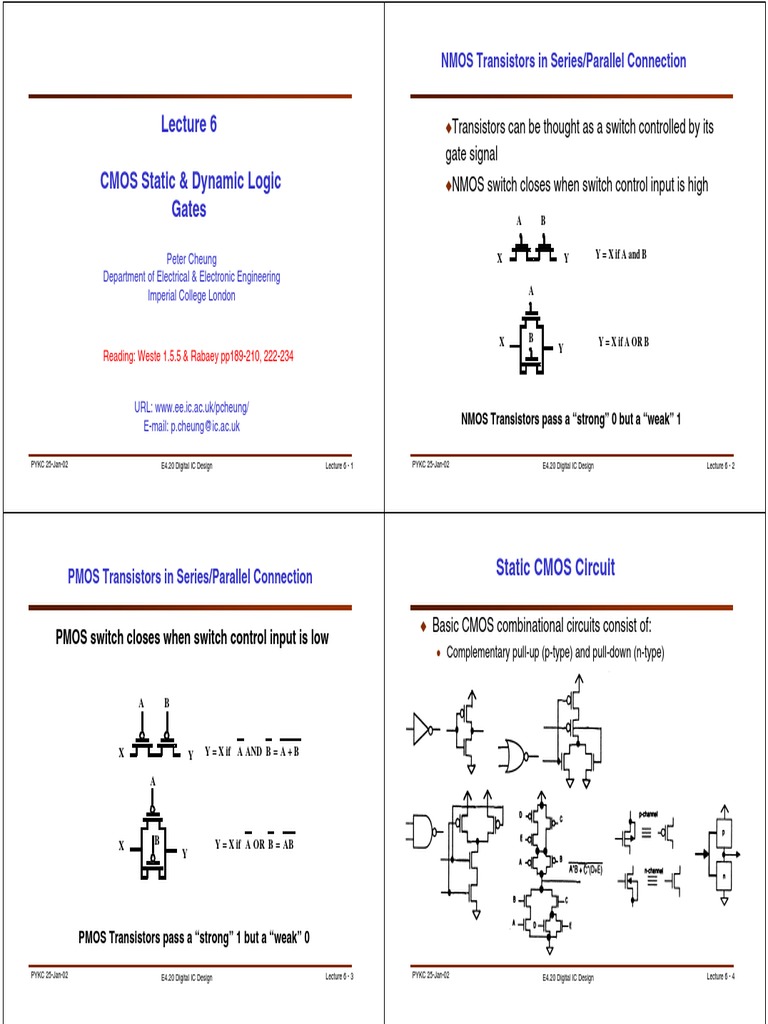 CMOS Static & Dynamic Logic Gates: NMOS Transistors in Series/Parallel ...