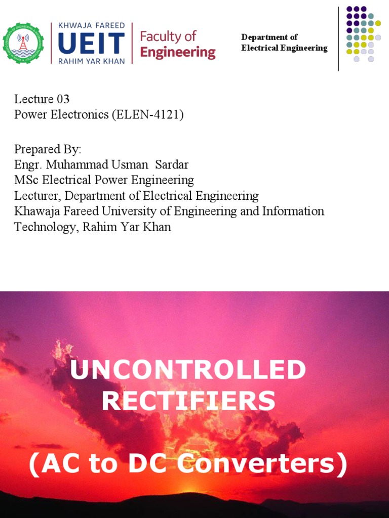 Power Electronics, Uncontrolled Rectifier. | Download Free PDF | Rectifier | Power Electronics