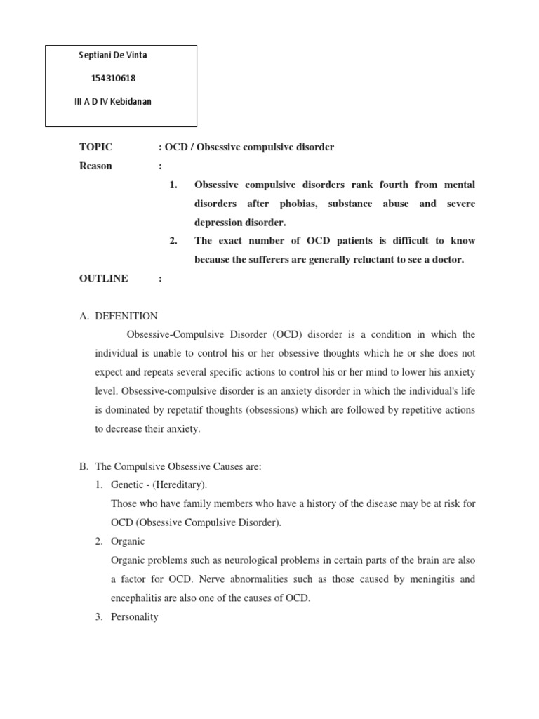 Septiani de Vinta 154310618 III A D IV Kebidanan | PDF | Obsessive ...