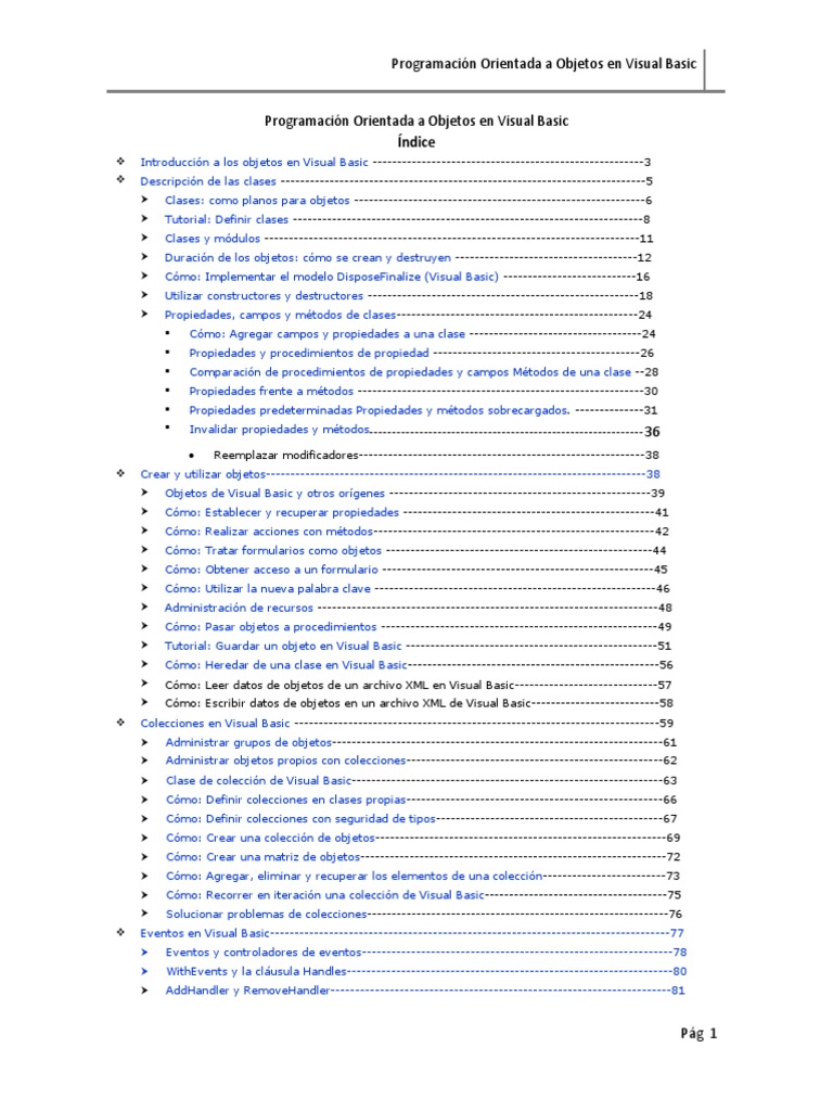 Programación Orientada A Objetos en Visual Basic | PDF | Objeto (informática) | Clase ...