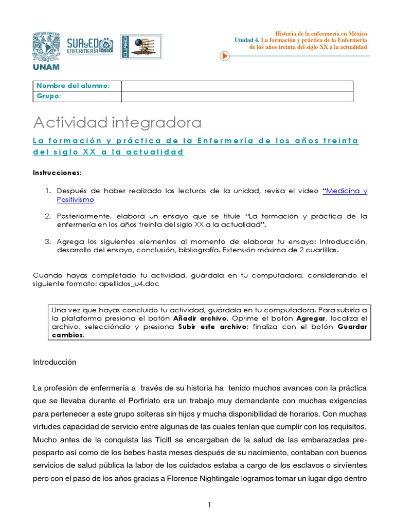 Act Integ U4 | PDF | Enfermería | Salud y bienestar