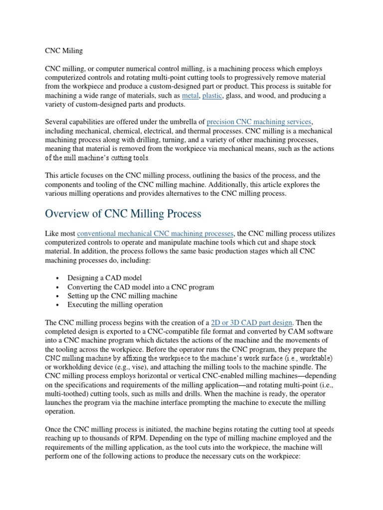 CNC Miling | PDF | Machining | Numerical Control