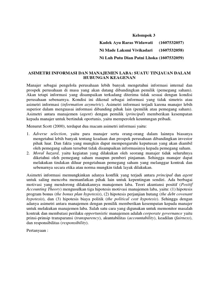 Asimetri Informasi | PDF