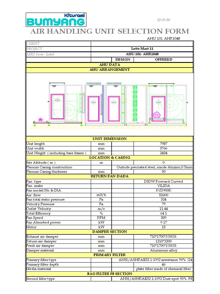 Yilida AHU Selection Specifications | PDF | Belt (Mechanical ...