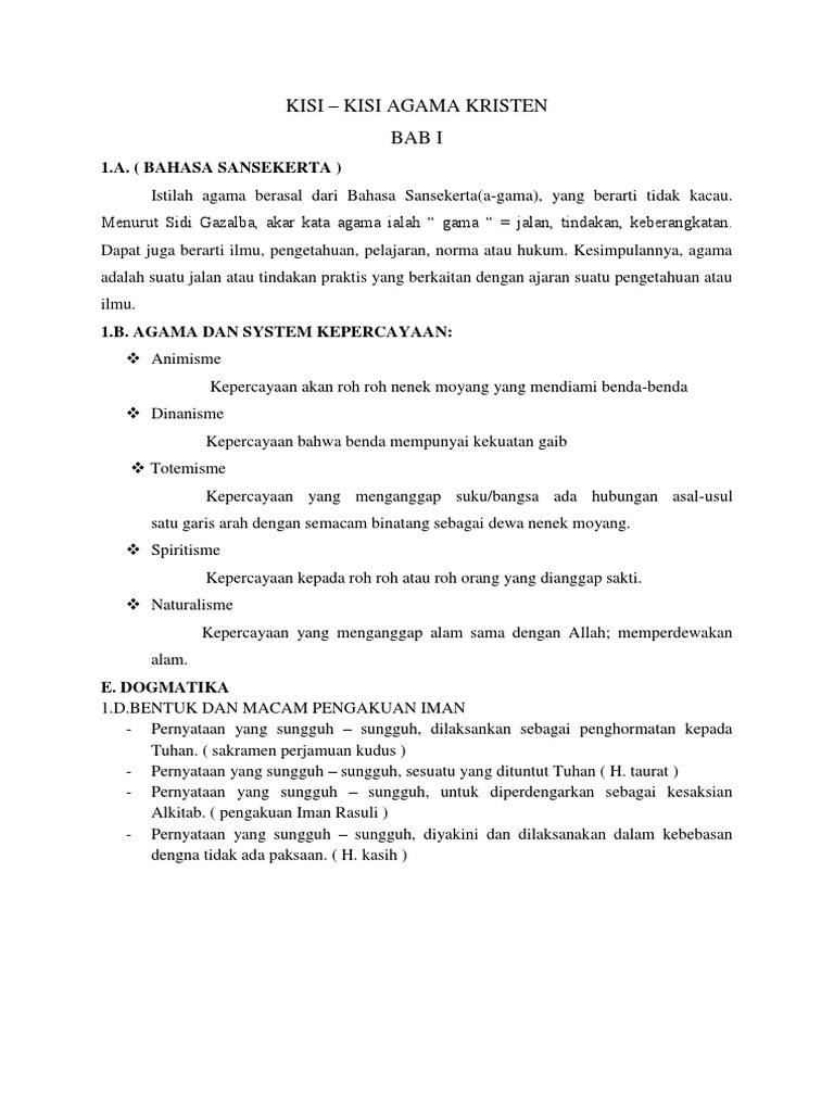 Agama Kristen Kisi2 Uts | PDF