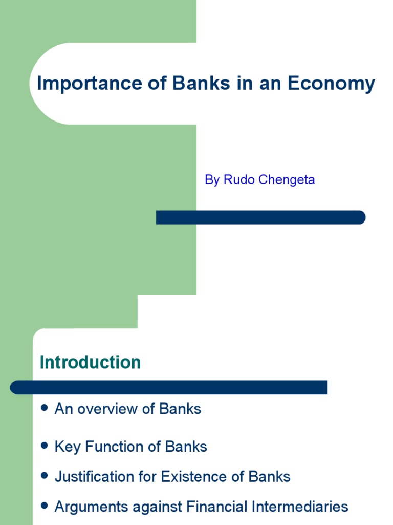 Importance of Banks in An Economy: by Rudo Chengeta | PDF | Banks | Loans