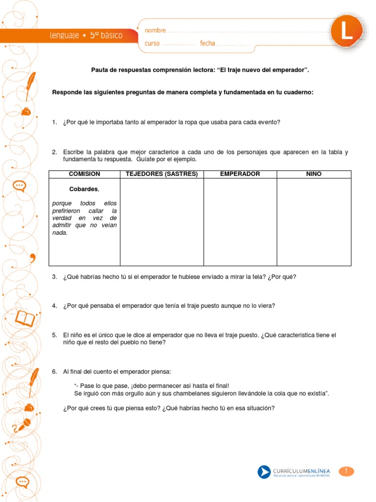 Cuento El Traje Nuevo Del Emperador | PDF