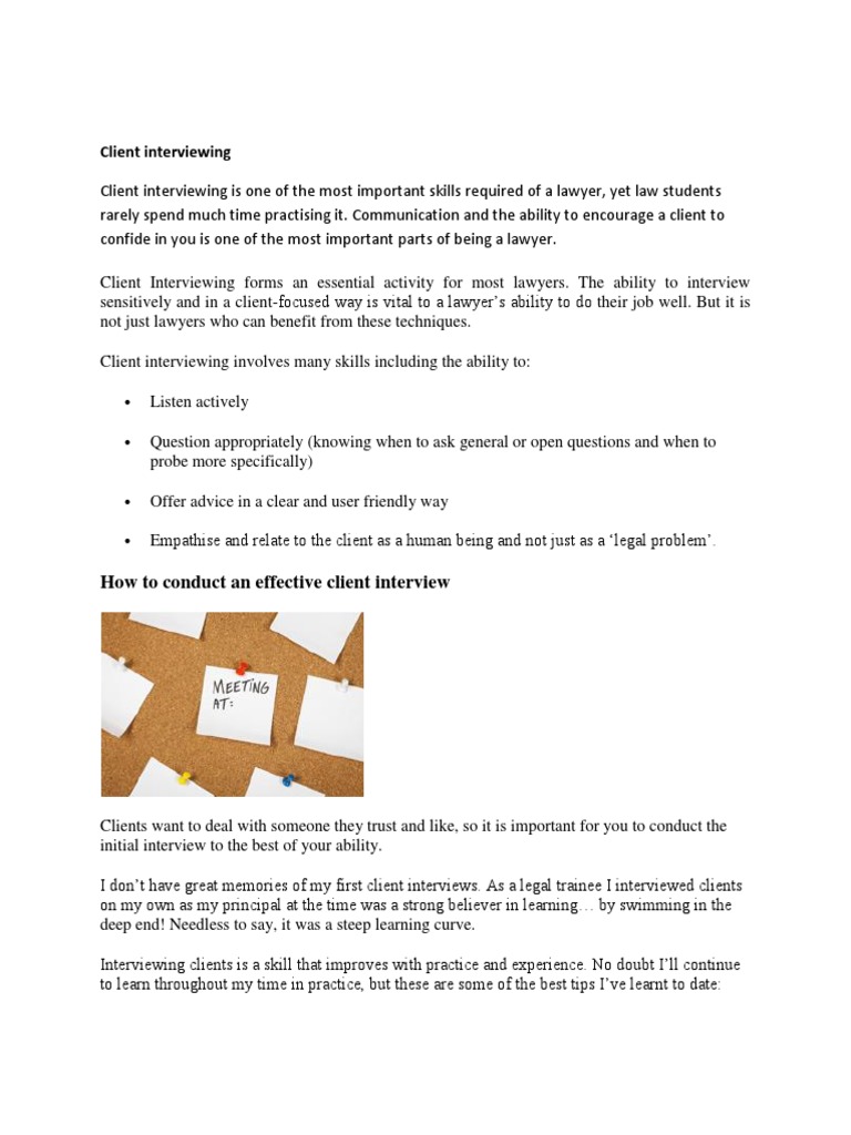 Client Interviewing | PDF | Interview | Lawyer
