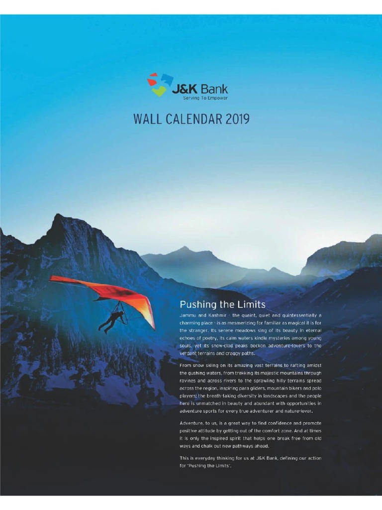 J&K Bank Calendar 2019 | PDF