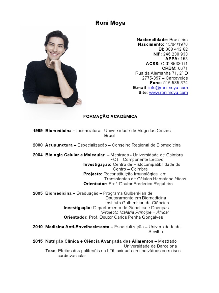 CV - Roni Moya | PDF | Medicina Clínica | Sistema de saúde