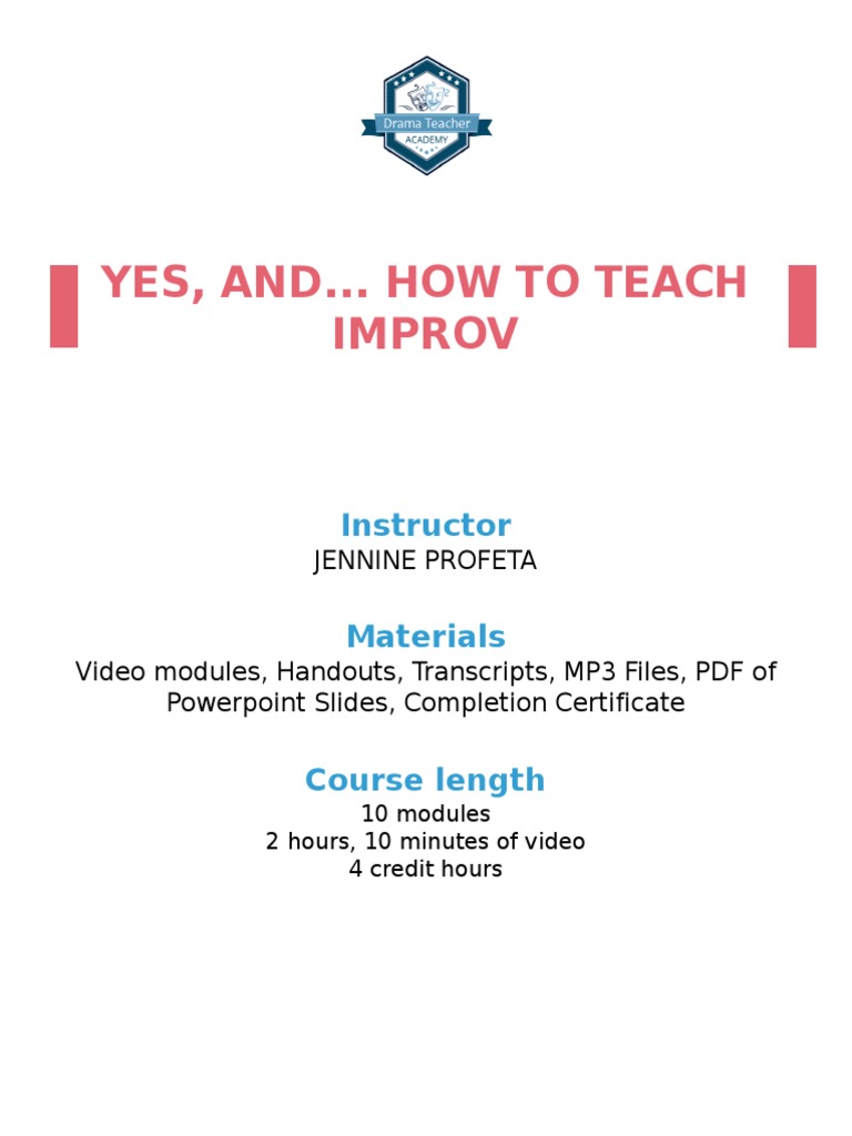 Improv Teaching Guide for Instructors | PDF | Theatre | Improvisation