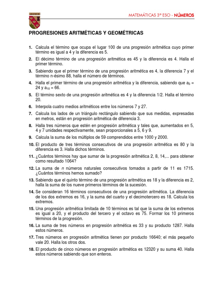 Progresiones Aritmeticas Geometricas 2 PDF | PDF | Aritmética | Triángulo