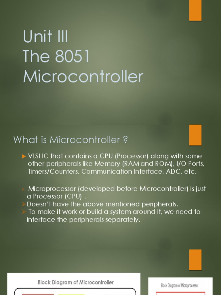 Unit III The 8051 Microcontroller | PDF | Microcontroller | Random Access Memory