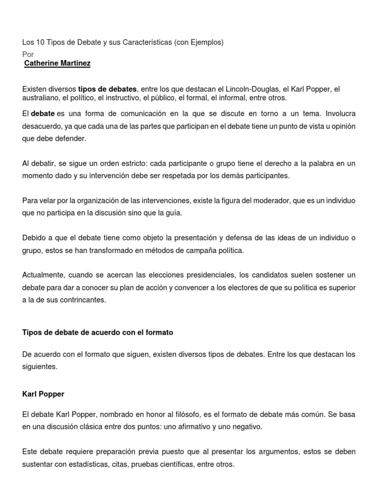 10 Tipos de Debate | PDF | Parlamento | Gobierno