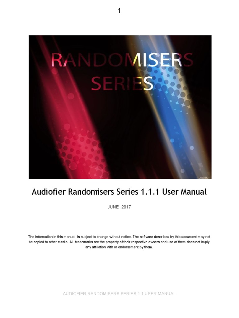 Audiofier Randomisers Series 1.1 User Manual | PDF | Scale (Music ...