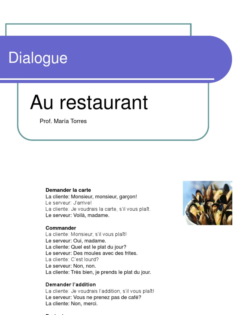 57322924 10 Dialogue Au Restaurant Et Partitif | Cuisine | Livres de ...