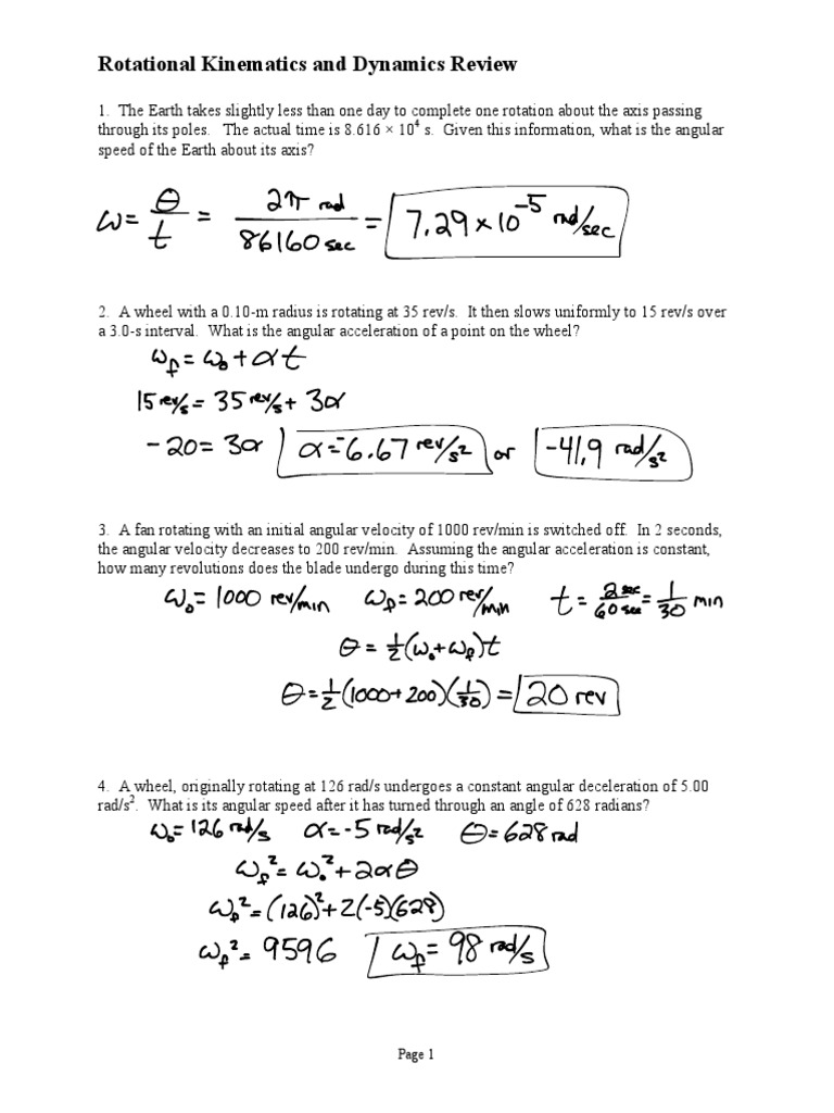 Rotational Kinematics Review Guide | PDF | Acceleration | Rotation ...