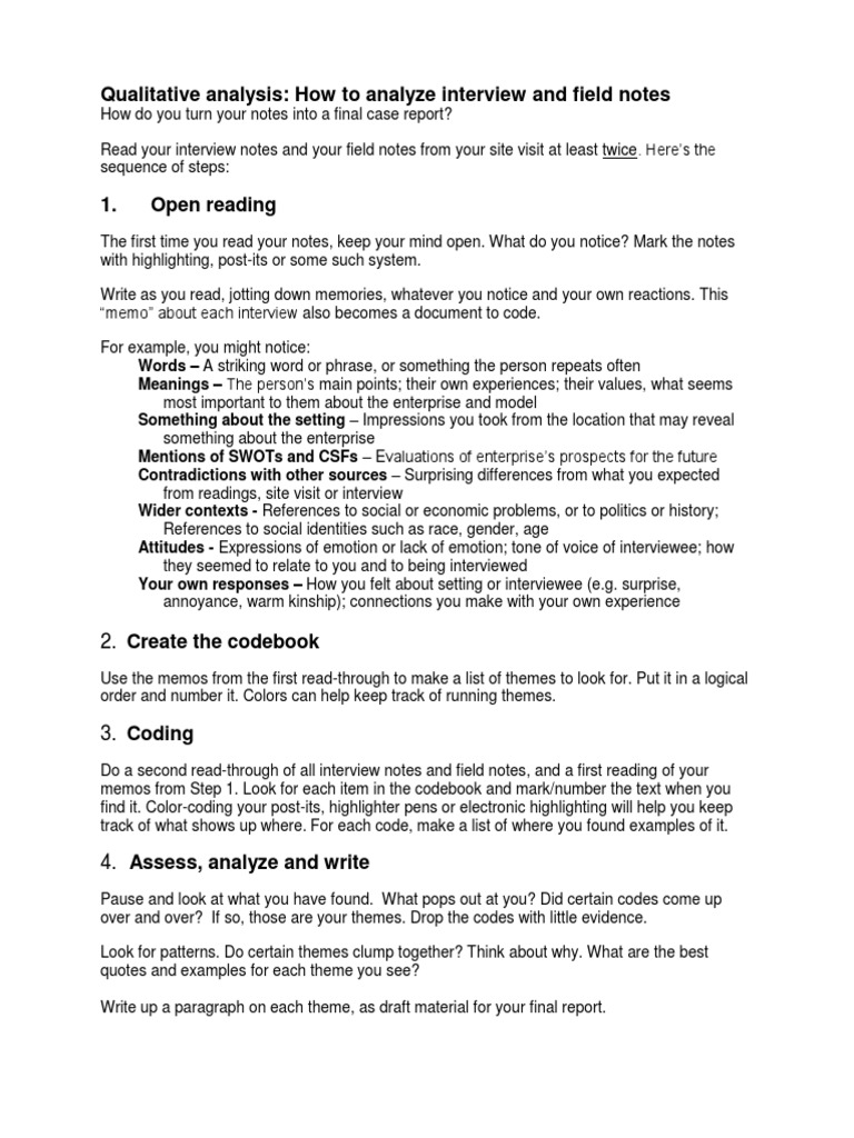 How To Analyze Interview Notes Handout | Download Free PDF ...