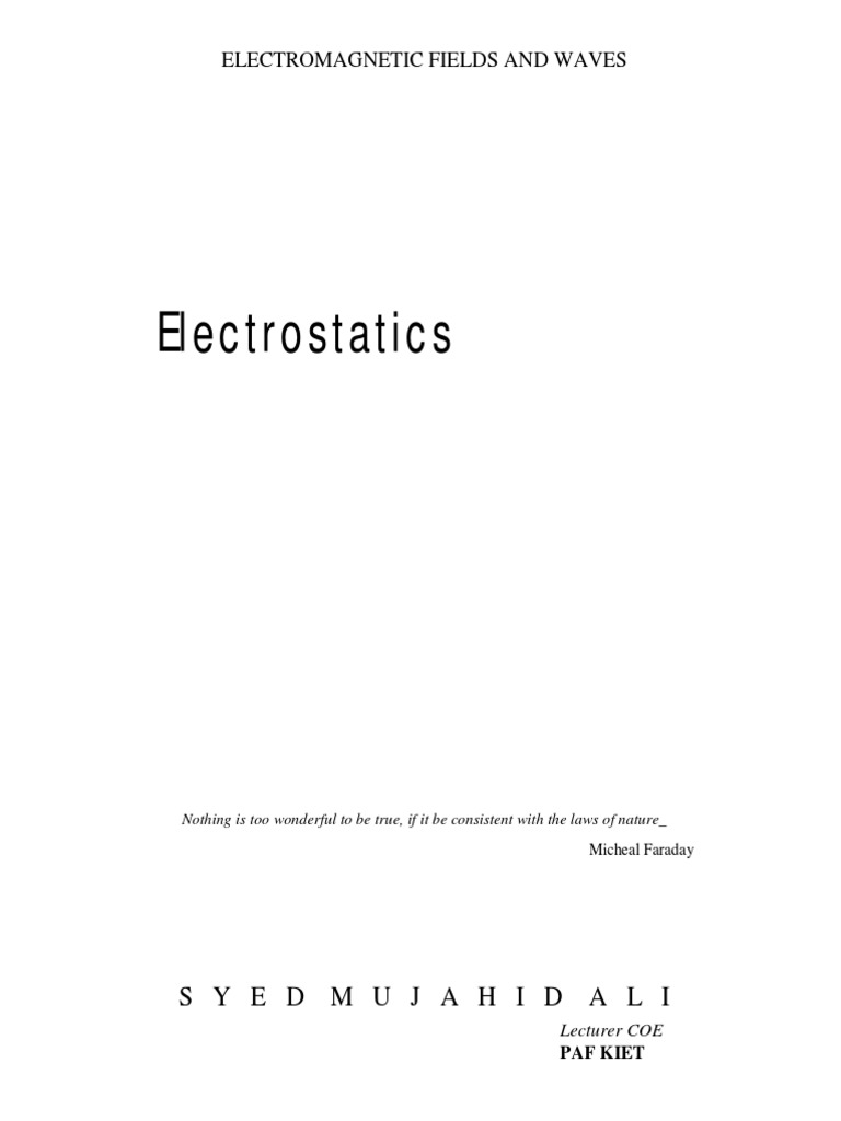 Electrostatics (Notes) | PDF | Electric Charge | Flux