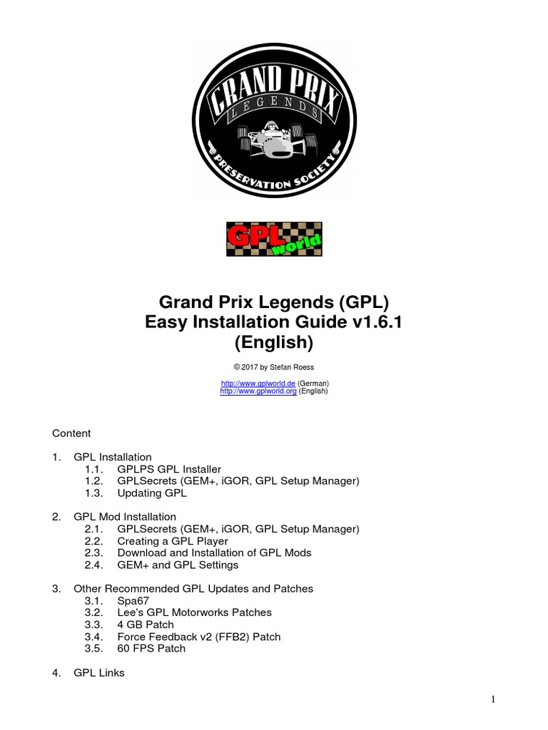 GPL Easy Installation | PDF | Microsoft Windows | Formula One