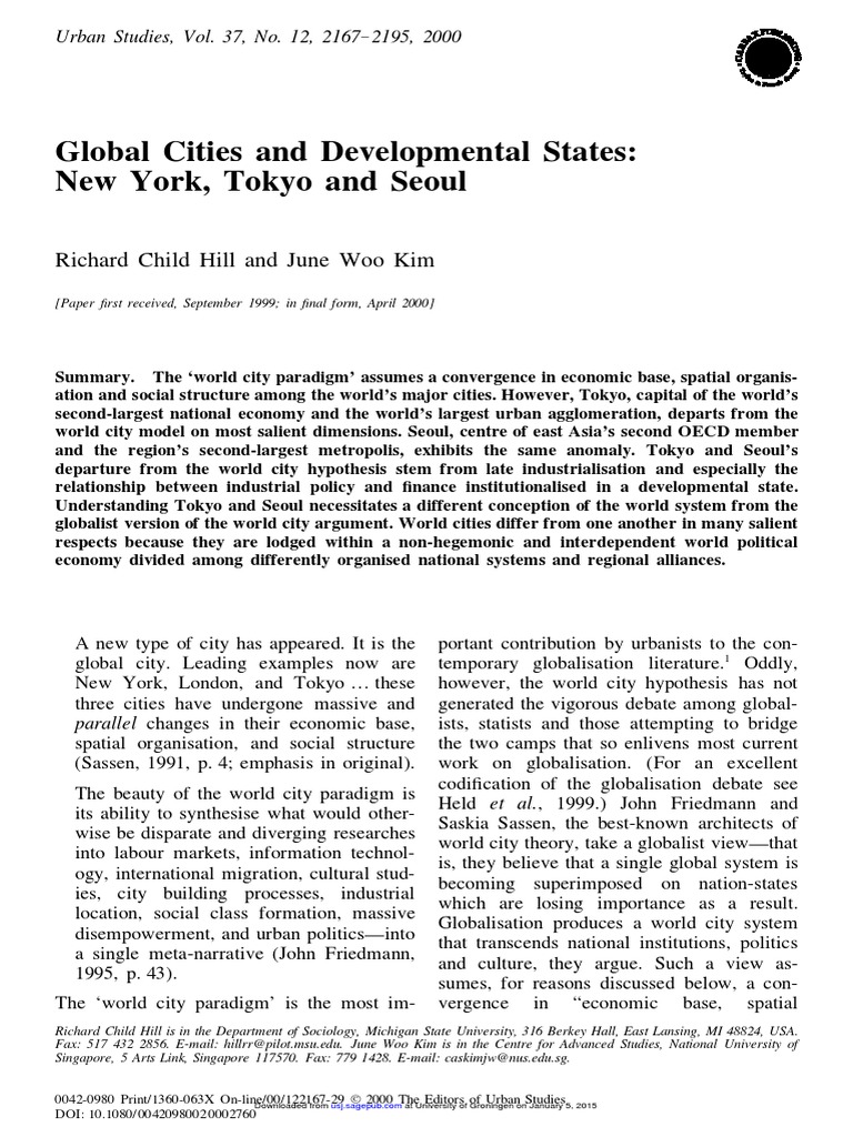 Global Cities and Developmental States | PDF | Globalization | Economics