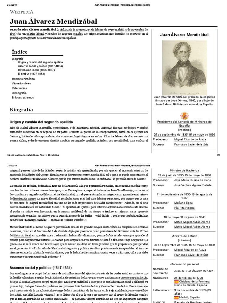 Juan Álvarez Mendizábal - Wikipedia, La Enciclopedia Libre | PDF ...