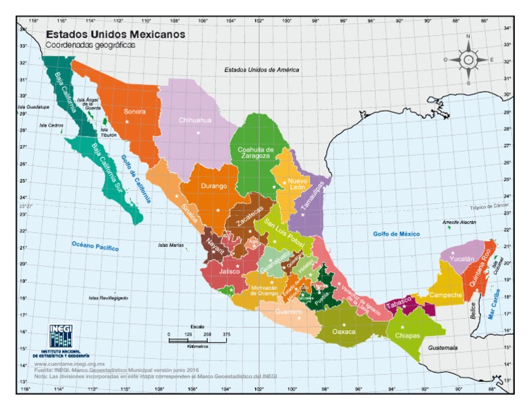 Mapa De Estados Unidos Mexicanos División Estatal Pdf Pdf