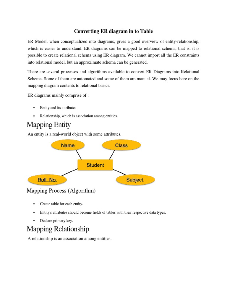 Converting ER Diagram in To Table | PDF
