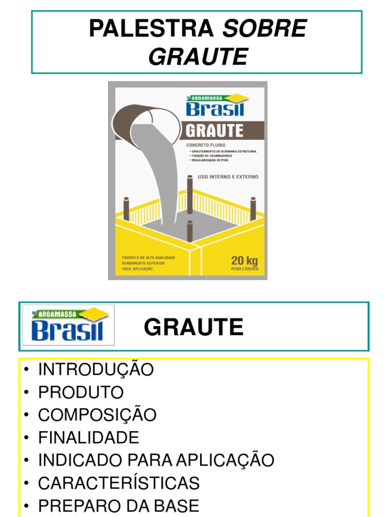 Graute: Aplicações e Características | PDF | Argamassa (alvenaria ...