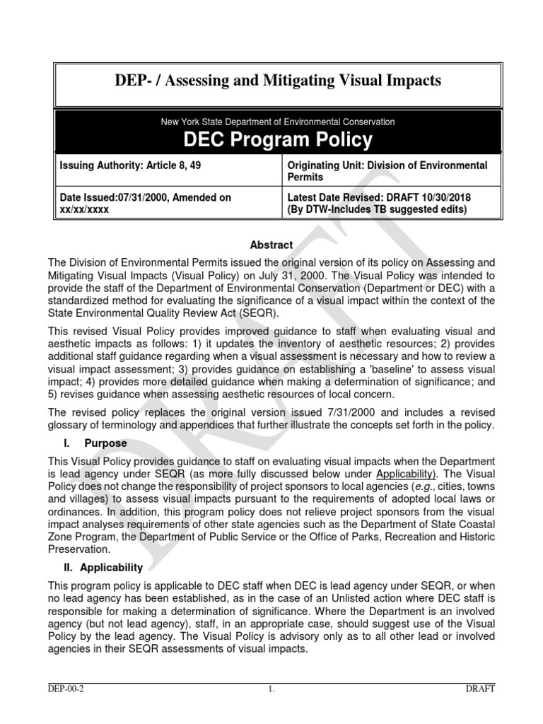 NYSDEC Program Policy DEP / Assessing and Mitigating Visual Impacts ...