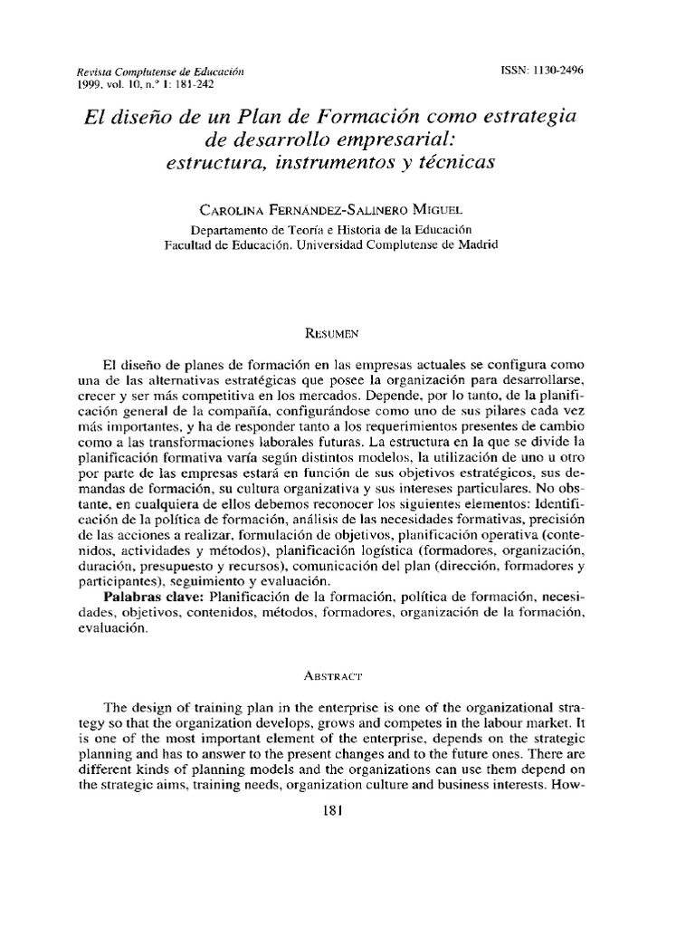 Diseño de Un Plan de Formacion PDF | PDF | Planificación | Gestión de recursos humanos