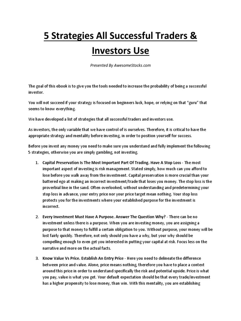 5 Strategies All Successful Traders | PDF | Investing | Risk