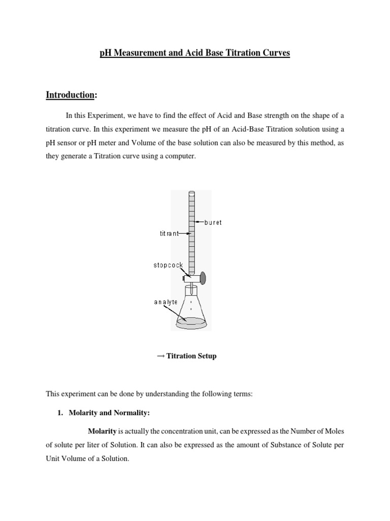 PH Measurement and Acid Base Titration Curves | PDF | Titration | Chemistry