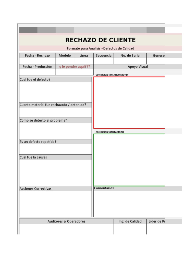 Formato de Rechazo de Cliente | PDF