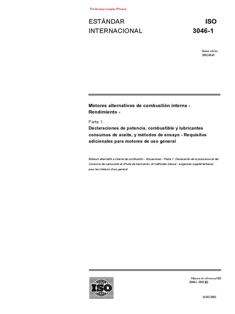 ISO 3046 1 Analisis de MCI | PDF | Turbocompresor | Organización internacional para la ...