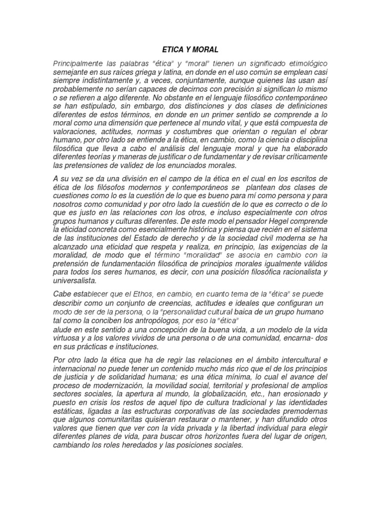 Resumen Concepto Etica y Moral | PDF | Moralidad | Sociedad