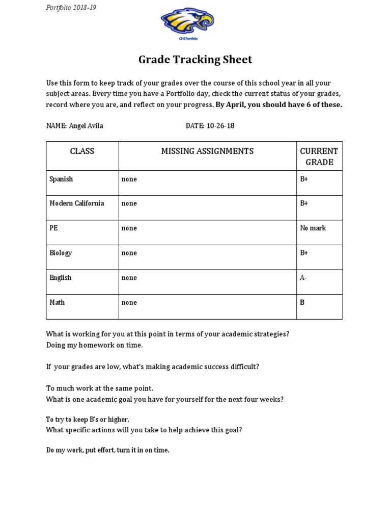 10-26-18 Tracking Sheet | PDF