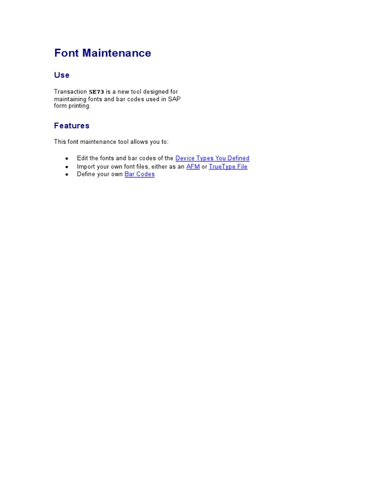 SE73: SAP Font Maintenance Tool | PDF