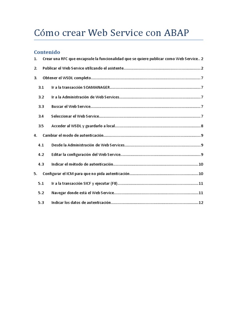 Cómo Crear Web Service Con ABAP | PDF | Autenticación | Red mundial