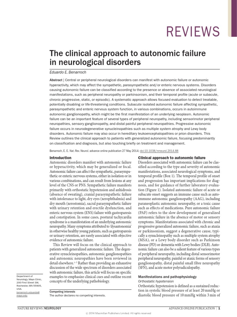 Autonomic Failure | PDF | Peripheral Neuropathy | Parkinson's Disease