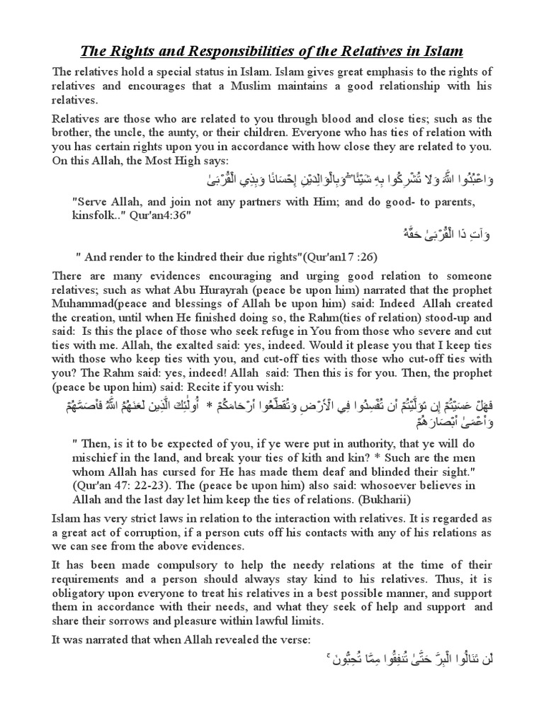 Rights of The Relatives in Islam | PDF | Muhammad | Quran