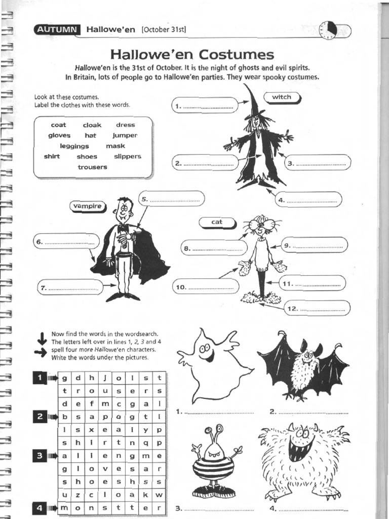Halloween Costumes - Vocabulary Exercise | PDF