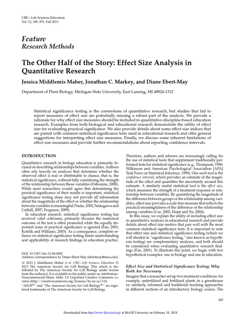 Understanding Effect Sizes | PDF | Effect Size | Statistical Significance