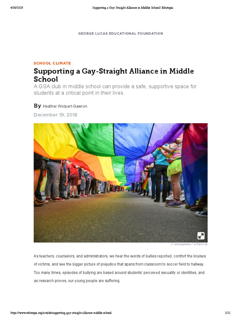 Supporting A Gay-Straight Alliance in Middle School Edutopia | PDF ...