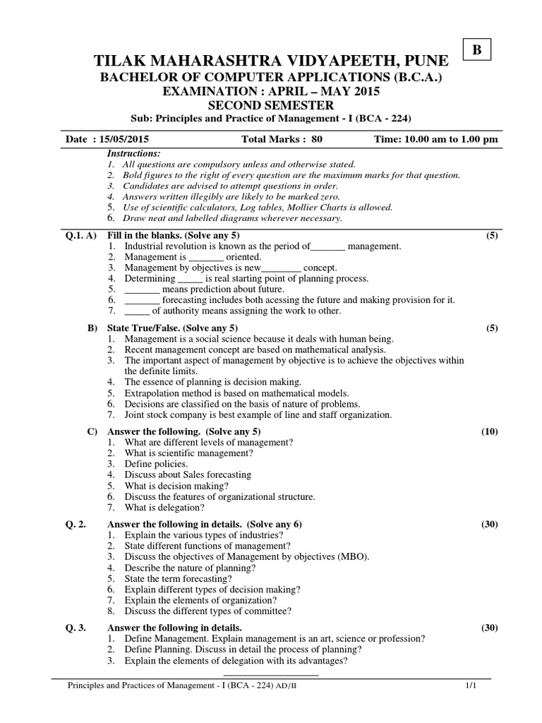 BCA 224 Principles Practice and Management I - (B) | PDF | Forecasting ...