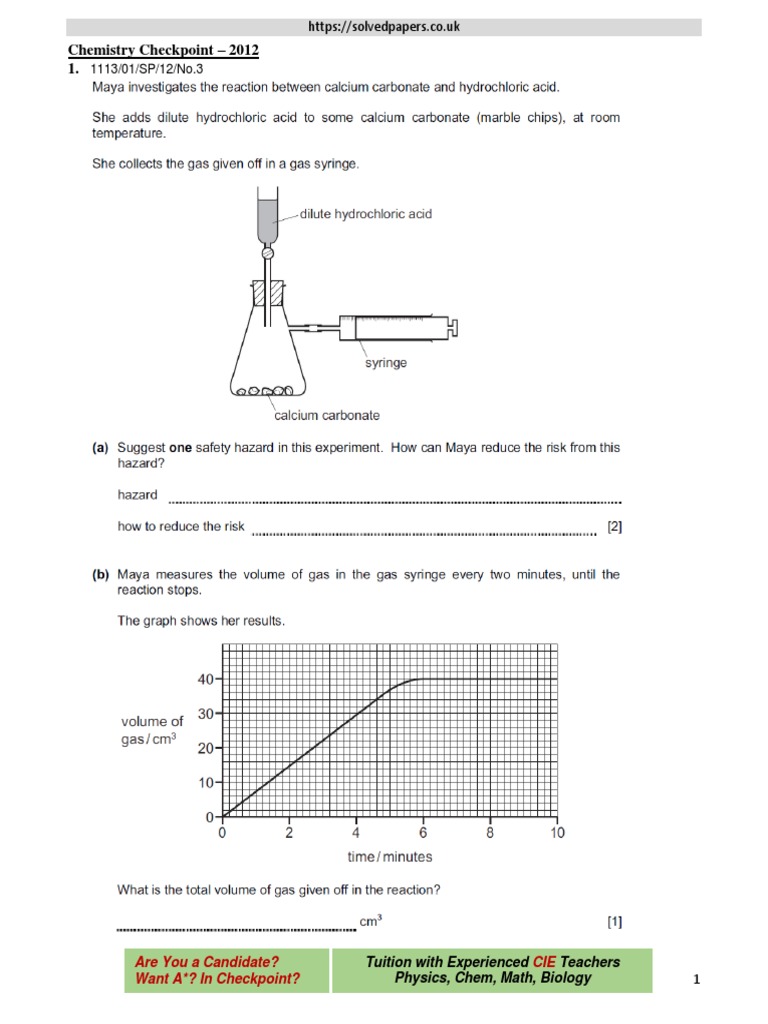 2012 Chemistry Checkpoint | PDF