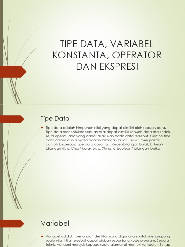 UNM-TKI1-KB3-PPT4-Tipe Data, Variabel, Konstanta, Operator, Dan Ekspresi | PDF