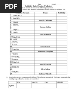 Solubility Rules Worksheet - Answers | PDF